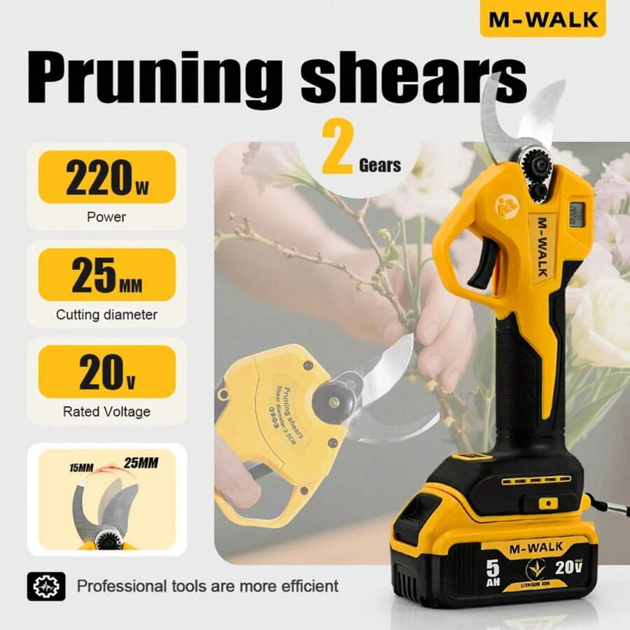 -WALK Brushless Pruning Shear LED Display Cordless Garden Scissors ...