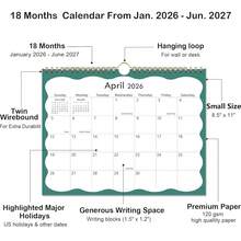 2026 Calendar - 2026-2027 Wall Calendar From January 2026 - June 2027 ...
