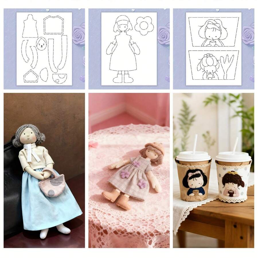 3 Stücke DIY Puppen Herstellung & Bastelvorlage Set (30x20cm ...