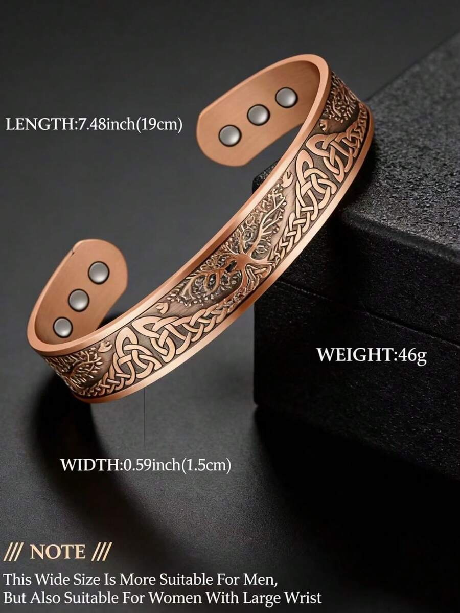 1 Stück reines Kupfer Magnetarmband: Lebensbaum Gravur Manschette mit 6 ...