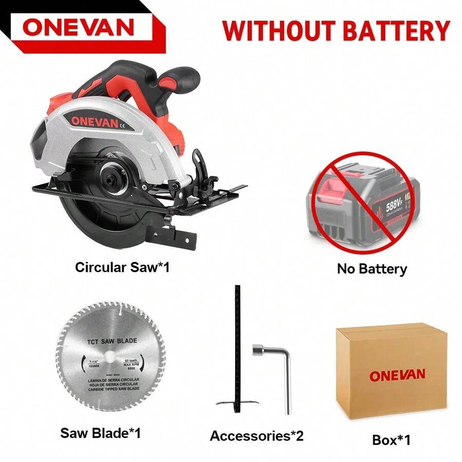 ONEVAN 4000W Brushless Circular Saw 7Inch Cordless Rechargeable ...