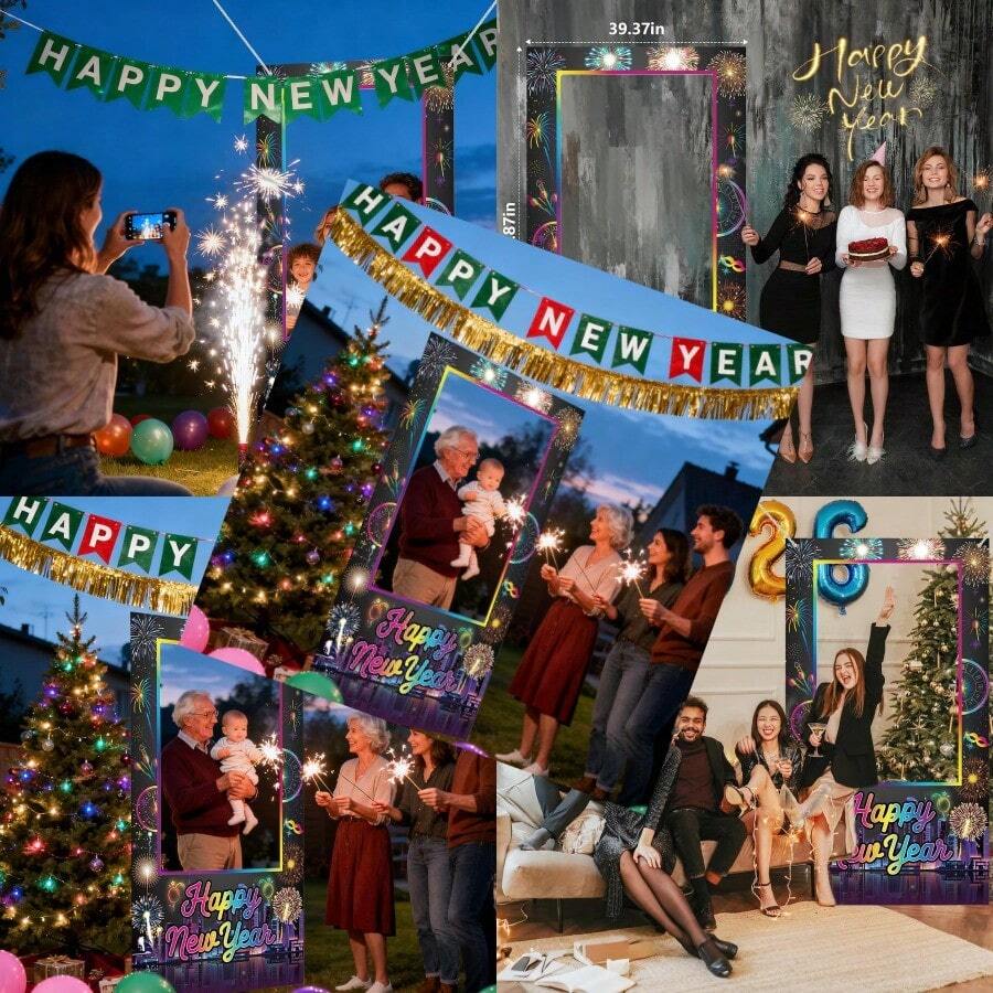 Happy New Year Party Decorations 2026 New Years Photo Booth Props New ...