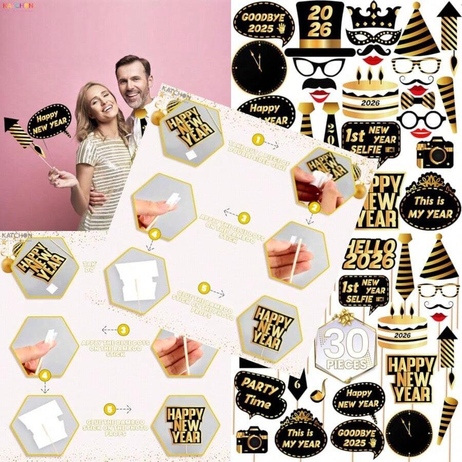New Years Photo Booth Props 2026 - Pack Of 30 New Years Eve Party ...