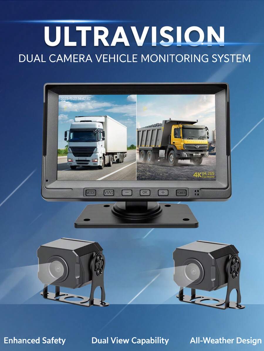 D5 Visual Reverse Truck Dash Cam 4-Channel Touch Screen 24V Backup ...