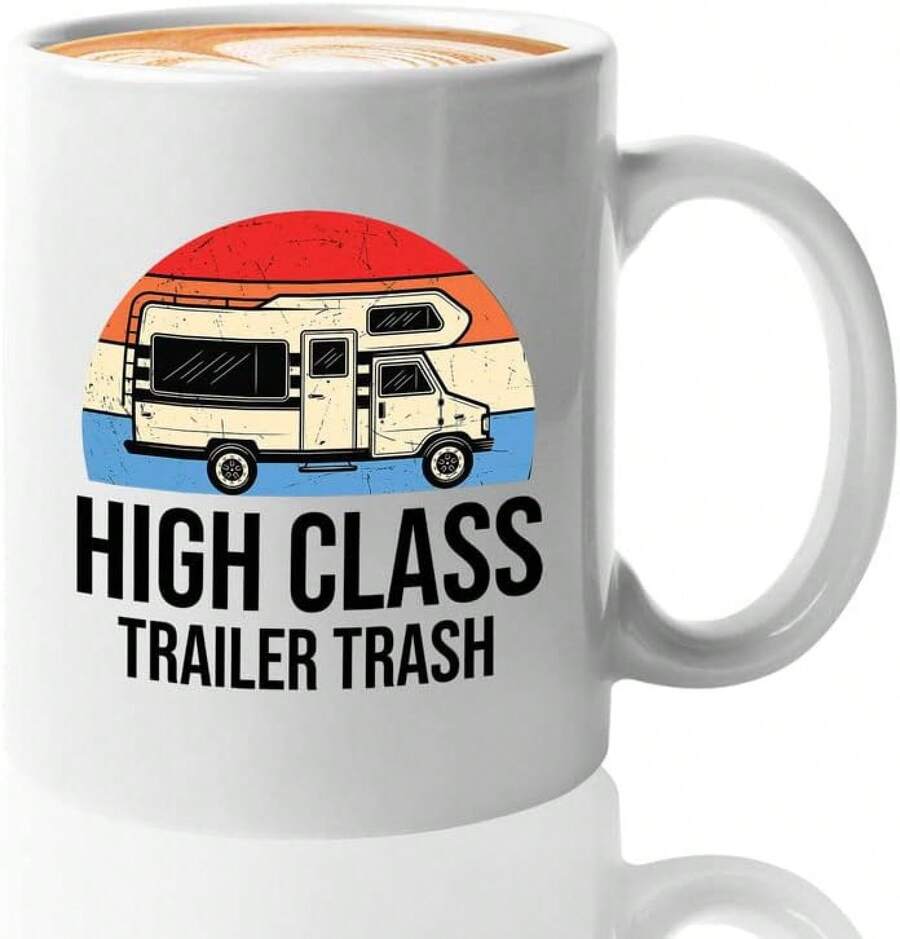 Glamping Coffee Mug 11oz White - High Class Trailer Trash - Hiking ...