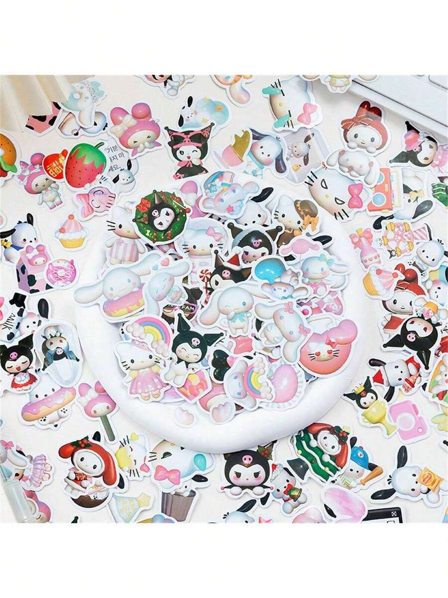 Sanrio 100 Stück/Set kleine gemischte 3D Anime Hello Kitty Katze, My ...