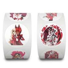 500 Stücke rote Hazbin Aufkleber Rolle, Cartoon Anime Hazbin Aufkleber ...