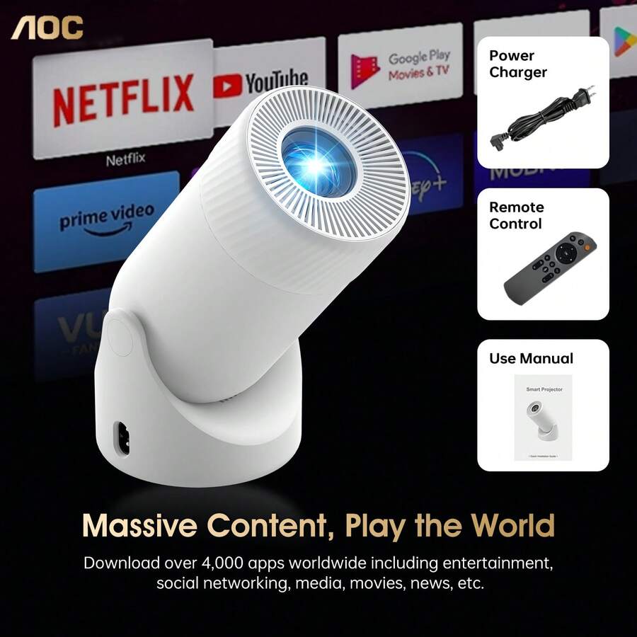 AOC Smart Projector | 4K Support + 180° Rotation | Auto Keystone ...