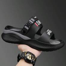 Herren Lässig Pantoffeln mit dicker Sohle, Buchstaben-Muster, bequem ...