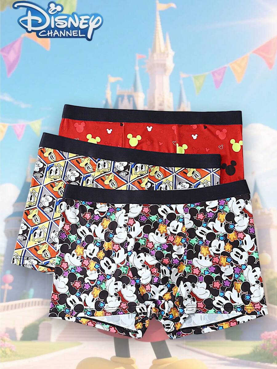 3 Peças Cuecas Boxer Boxer Masculinas com Estampa de Grafite Disney e ...