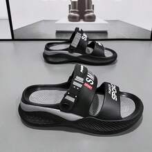 Herren Lässig Pantoffeln mit dicker Sohle, Buchstaben-Muster, bequem ...