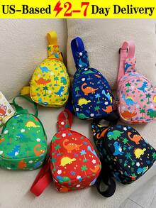1pc Mini Cute Cartoon Dinosaur Nylon Zipper Closure Cute Chest Bag ...