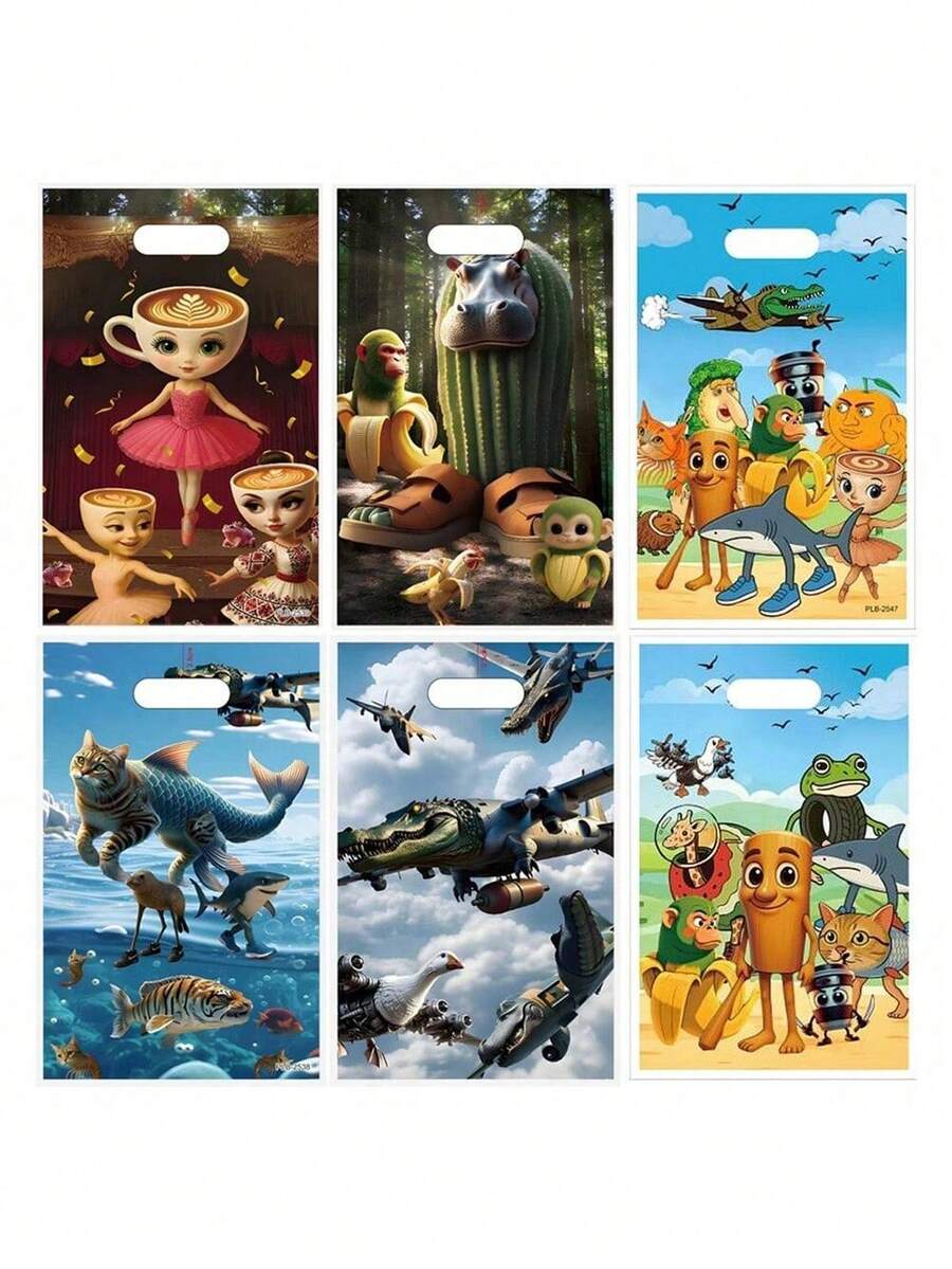 10 pegatinas de bolsas de papel con estilo italiano Brainrot, patrón ...