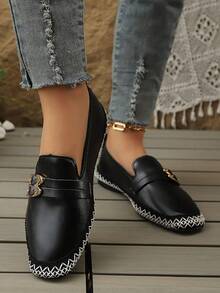 Women's Flat Slip-On Loafers, Classic Open-Back Design With Fashionable ...