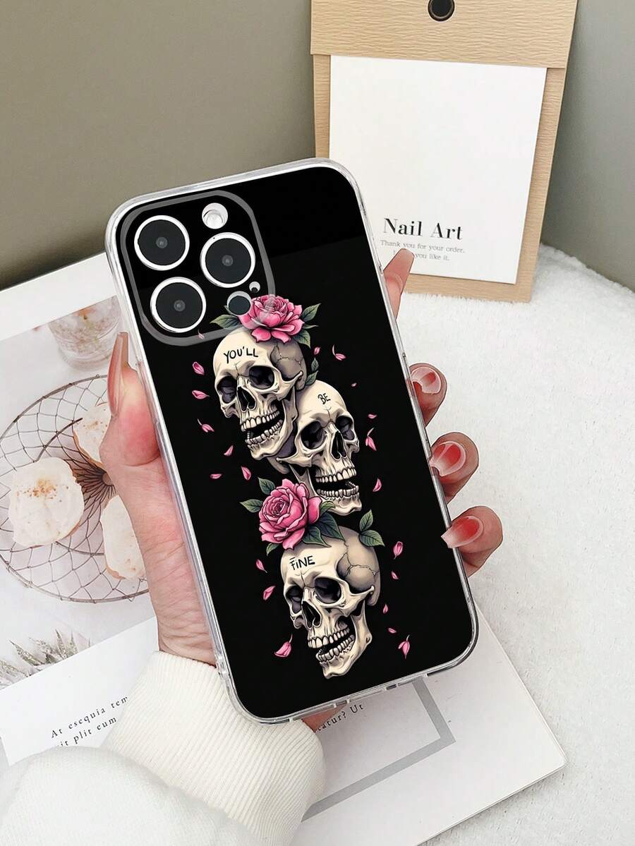 1 Stück transparente TPU Anti-Drop Handyhülle mit buntem Totenkopf- und ...