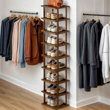 EZIFY 9 Layers Bamboo Shoe Rack, Tall Narrow Bamboo Shoe Rack, Vertical ...