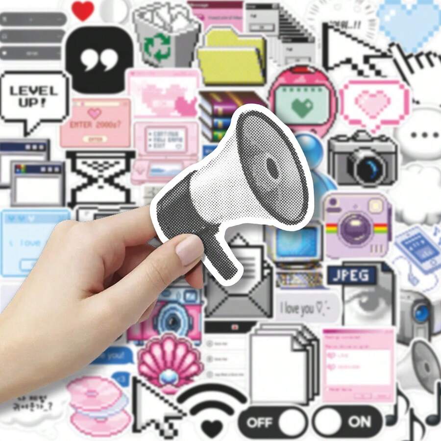 50pcs Computer Old Icon Symbol Network Creative Decorative Mirror ...