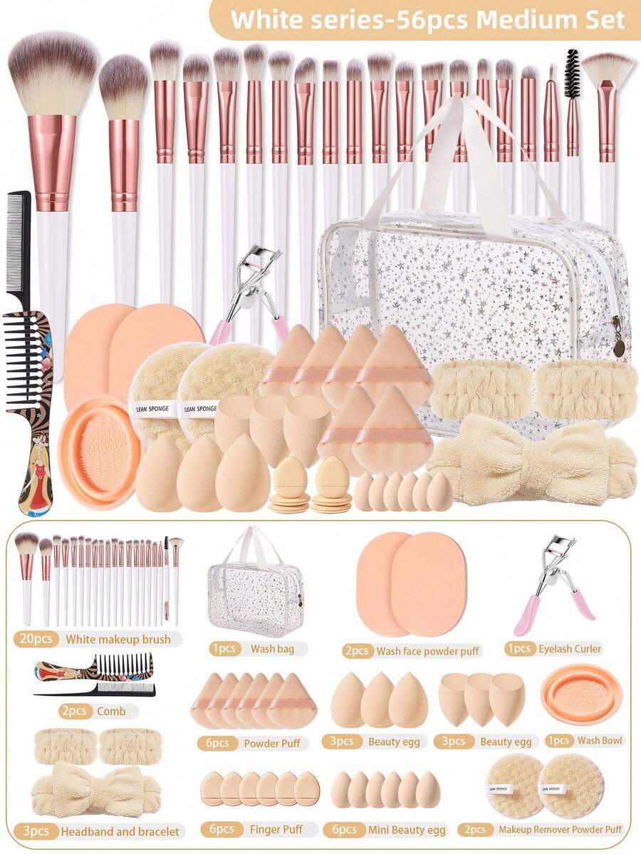 56 Stück Make-up Pinsel Set, beinhaltet Lidschatten Pinsel ...