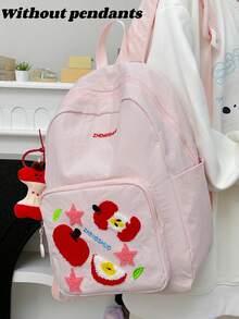 Nueva mochila estilosa con diseño de manzana de dibujos animados ...