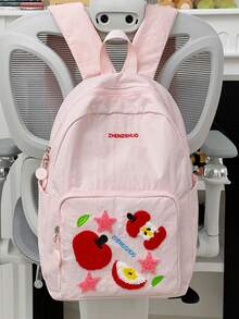 Nueva mochila estilosa con diseño de manzana de dibujos animados ...