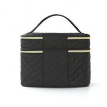 1pc Solid Color Minimalist Quilted Makeup Organizer Bag, Thickened ...