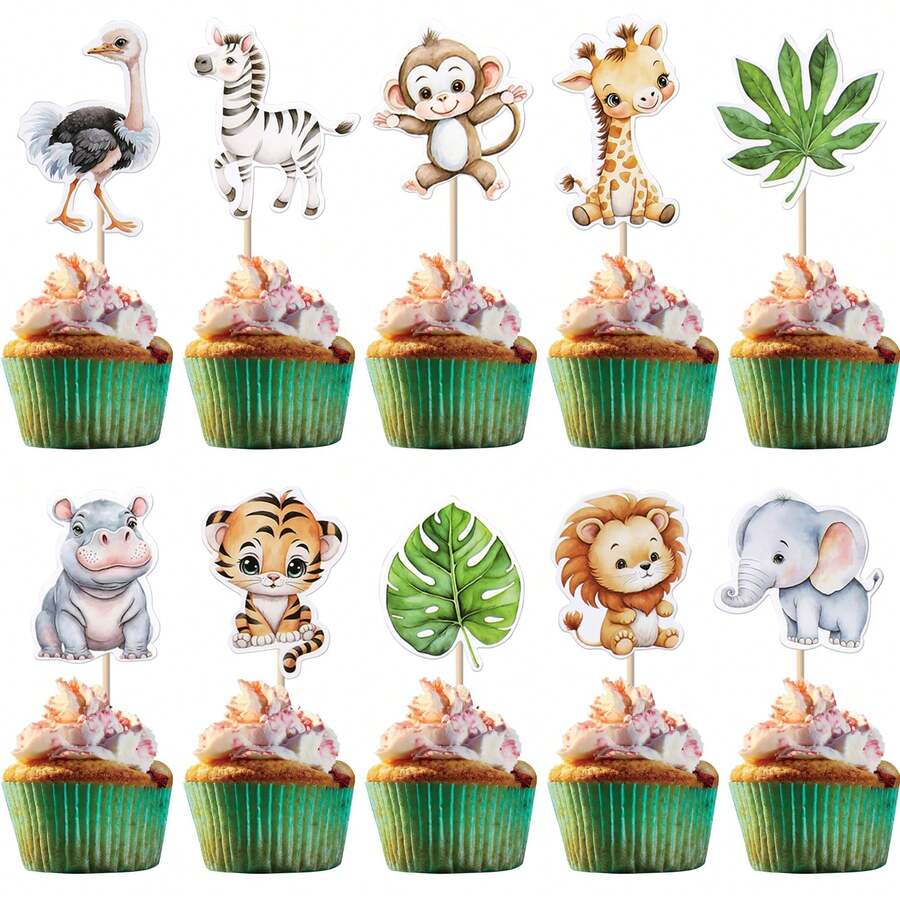 8 Stücke/10 Stücke Papier Wildtier Cupcake Topper, Dschungel Tier Baby ...