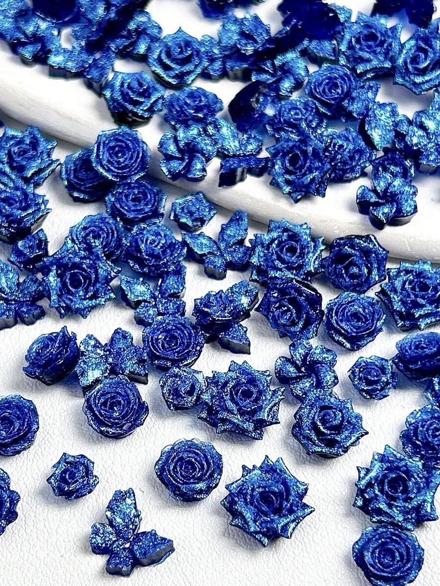 30 Peças Flores Azuis de Rosa Macias ABS Aleatórias Misturadas ...