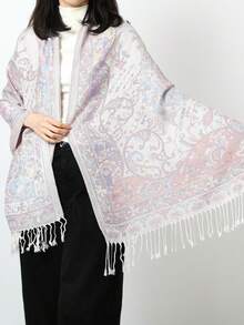 1pc New Jacquard Cashew Tassel Scarf Shawl , Spring/Autumn Women ...