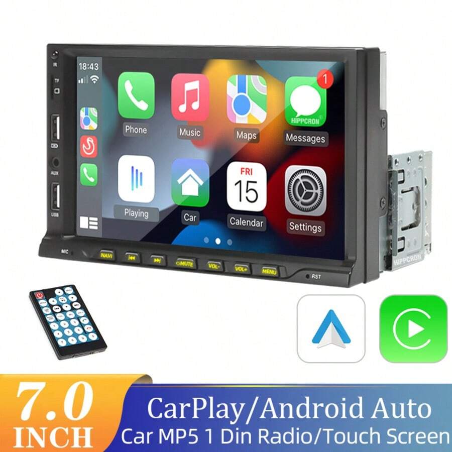 7" Autoradio 1 Din Carplay Android Auto MP5 Multimedia Player ...