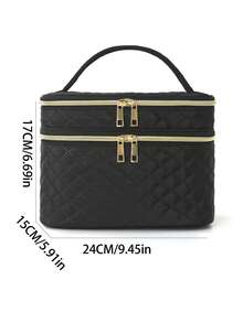 1pc Solid Color Minimalist Quilted Makeup Organizer Bag, Thickened ...