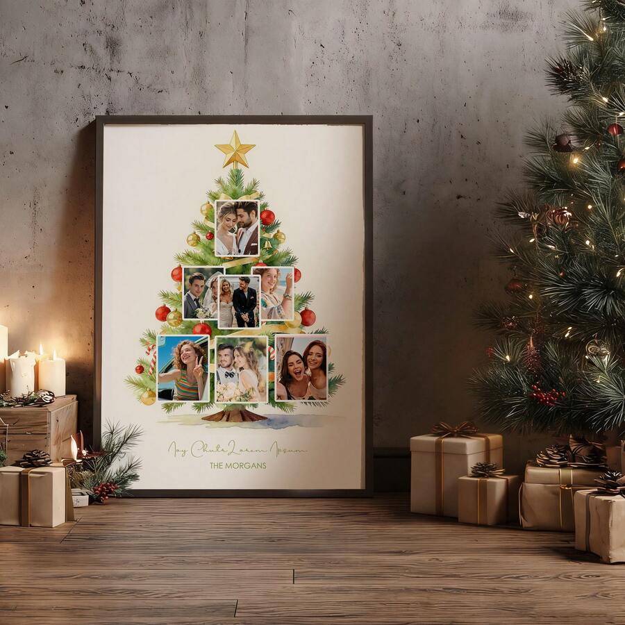 Christmas Tree Poster Photo Collage Editable Template Digital Download ...