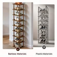 EZIFY 9 Layers Bamboo Shoe Rack, Tall Narrow Bamboo Shoe Rack, Vertical ...