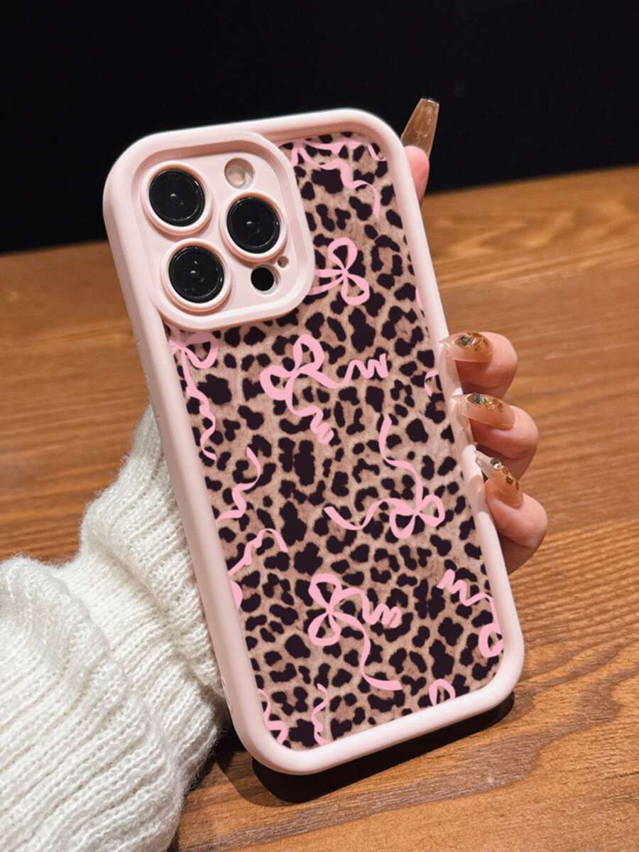 Süße rosa Schleife & Leopard Muster matte Anti-Rutsch Handyhülle ...