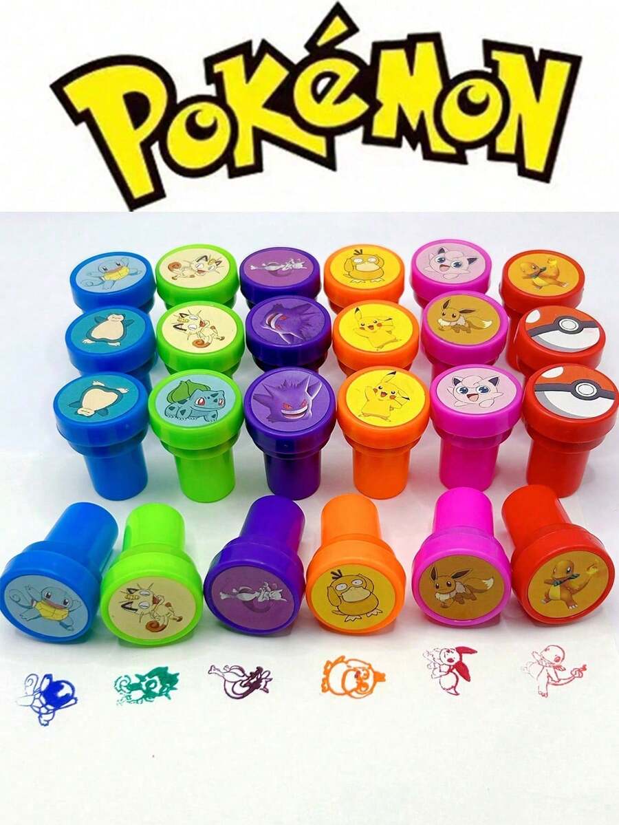 12/24pcs Pokemon Pikachu Cartoon Stamp Set, Anime Pattern, Birthday ...