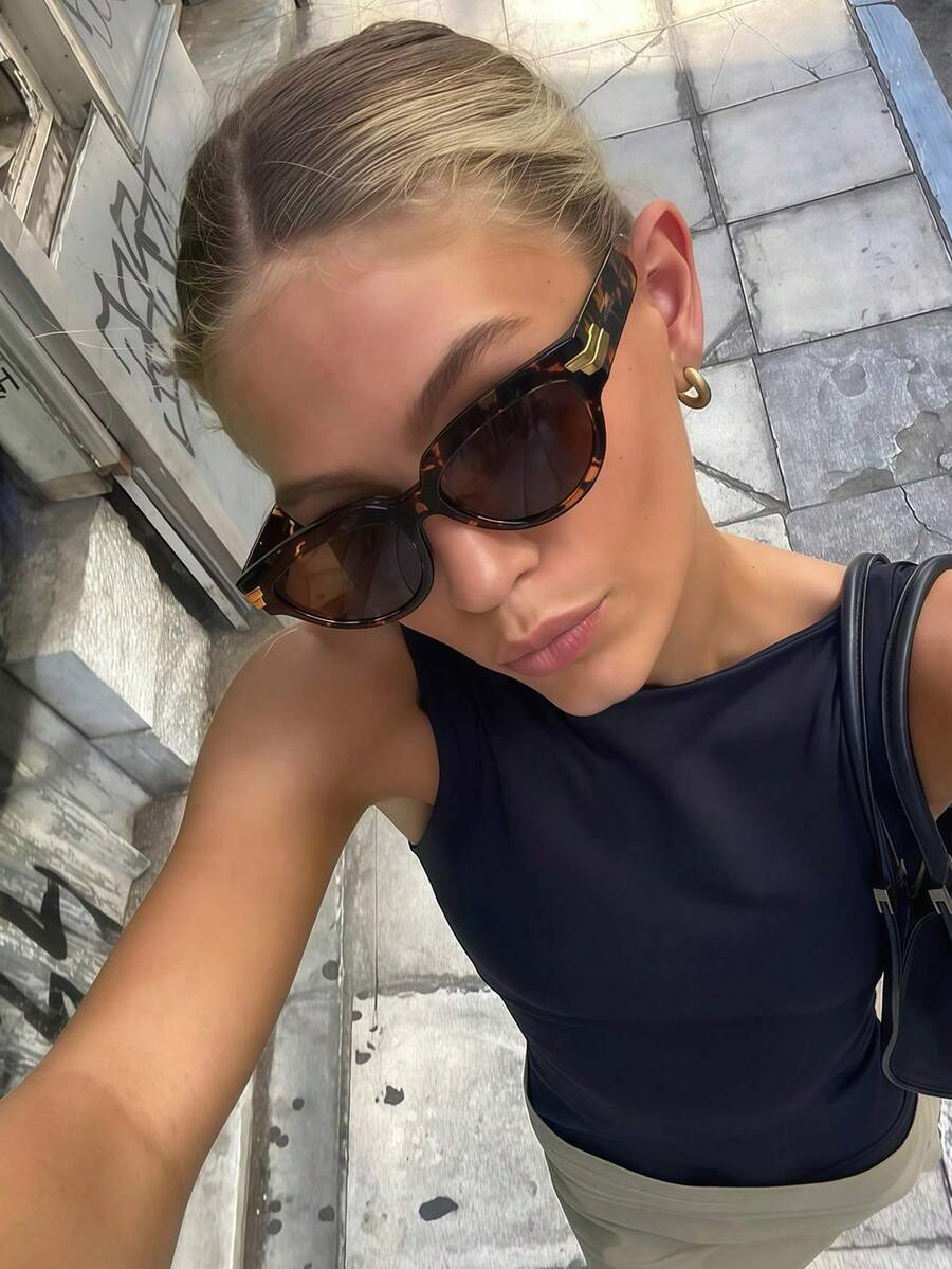 1pc Triangle Cat Eye Rivet Fashion Fashion Glasses, New European And ...