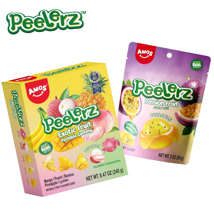 AMOS Caramelos gomosos Peelerz de 225 g de frutas exóticas y 85 g de ...