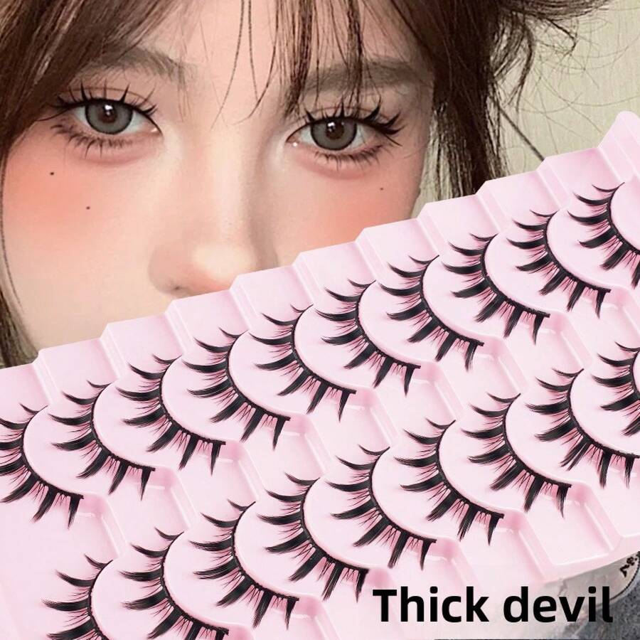 10 Pairs Of Hard Stem False Eyelashes Mom Sense Cartoon Little Devil ...