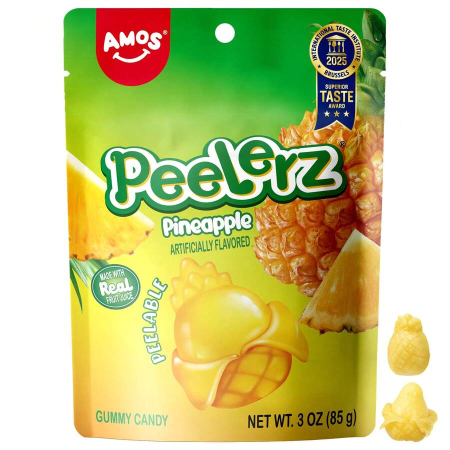 AMOS Peelerz Pineapple Gummy Candy 3oz Bag Peelable Fruit-Shaped Candy ...