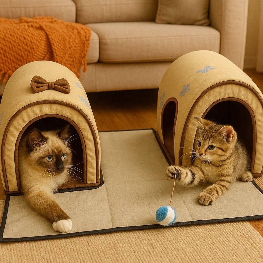 Katzen Tunnel Spielhaus, warmes Schlafhaus mit Reißverschluss ...