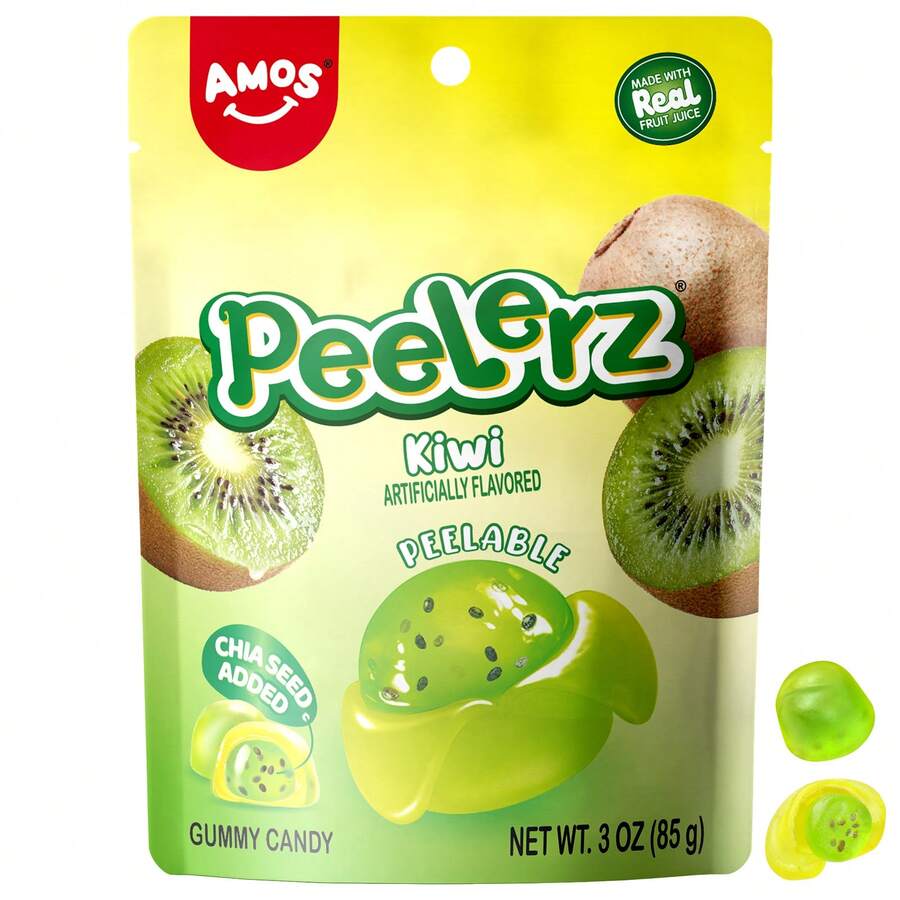 AMOS Caramelos gomosos de kiwi Peelerz, bolsa de 3 oz, caramelos ...