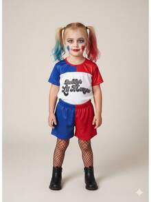 Children's Joker Costume With Fishnet Stockings And Bat, Ages 3-12 ...