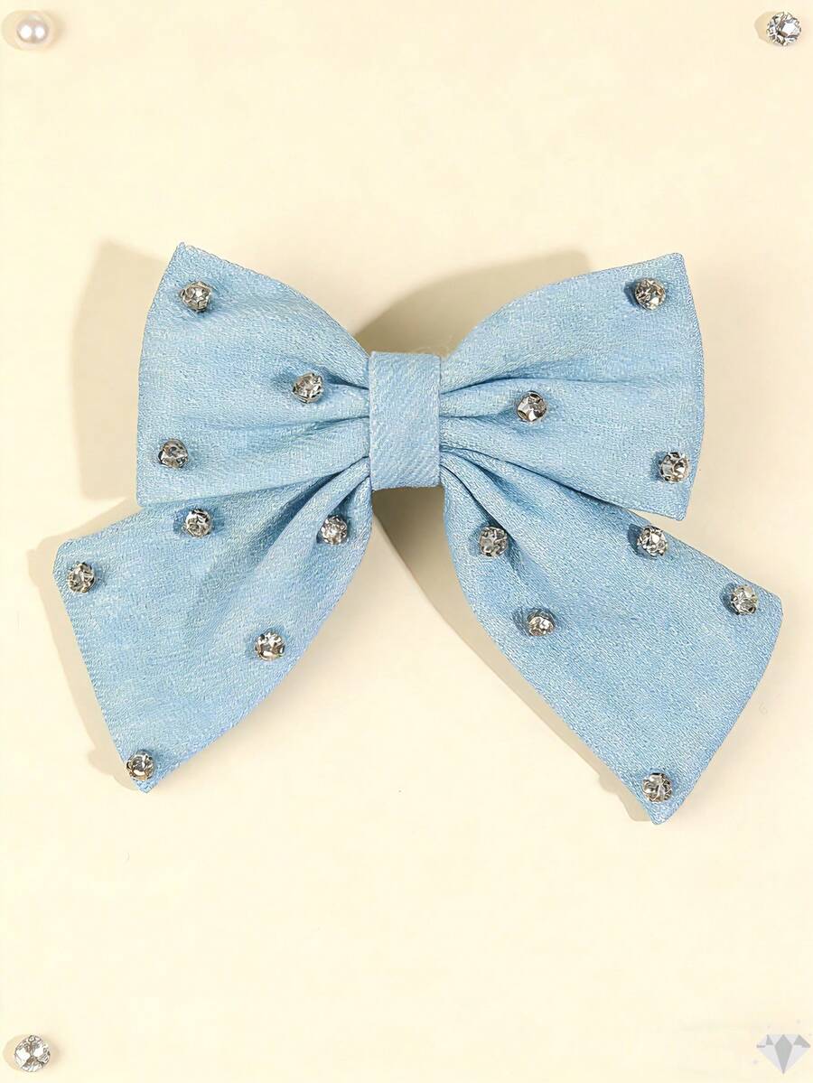 1 Stück Haarschleifen aus Jeansstoff in Blau, Strass Haarclips ...