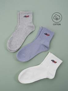 5 pares de calcetines de tobillo de algodón elástico con bordado de ...