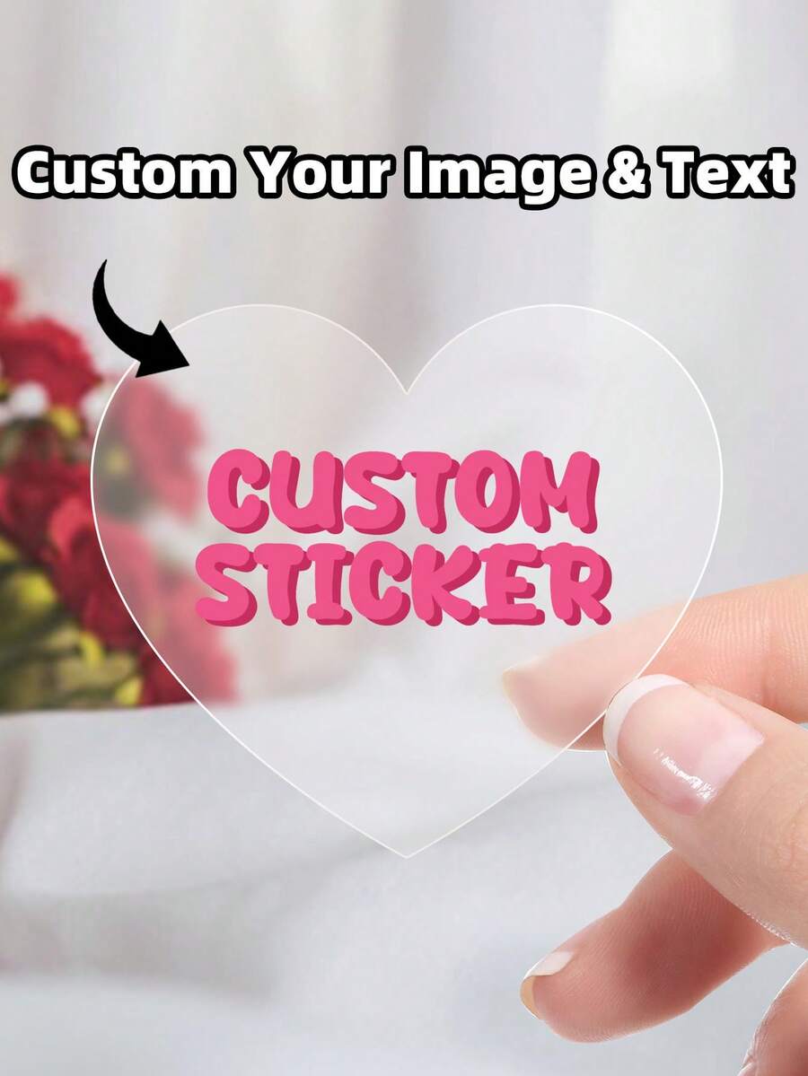 1-96pcs Personalized Labels - Custom Heart Shape Love Stickers ...