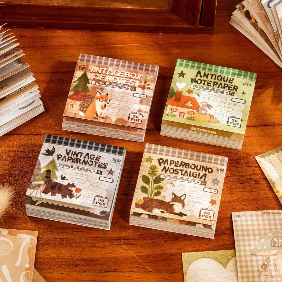 50sheets/Book Sticky Note Pad, Time Stamp Series, Vintage Writable ...