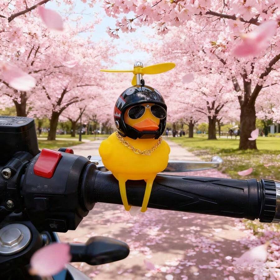 1 Stück coole Gummi-Ente-Kopf-Helm-Lenker-Accessoire mit Propeller und ...