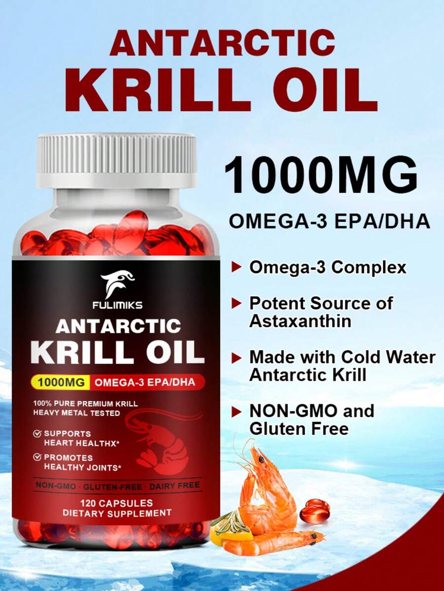 Fulimiks 2000mg Antarctic Krill Oil Capsules, Astaxanthin, For ...
