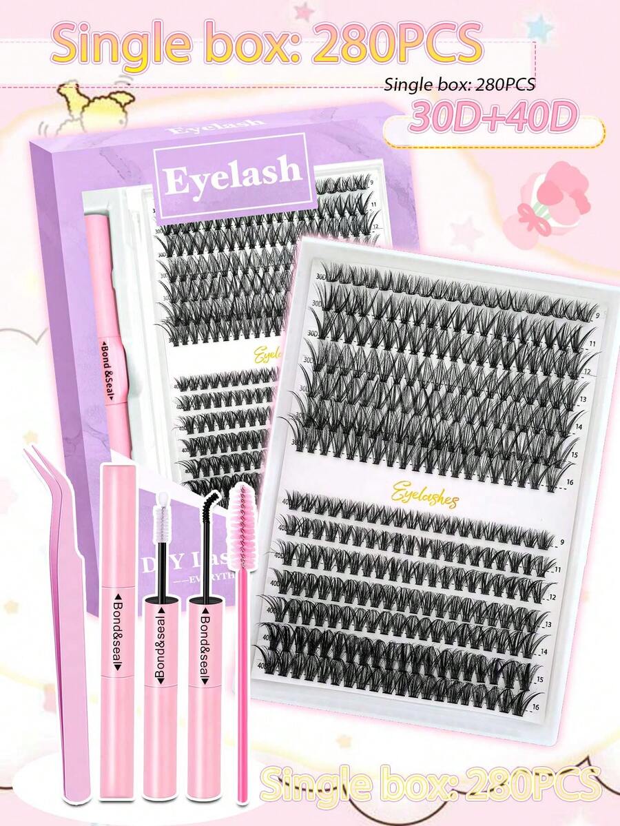 280 Pieces, DIY False Eyelashes - 30D + 40D, Made Of Fiber Material ...