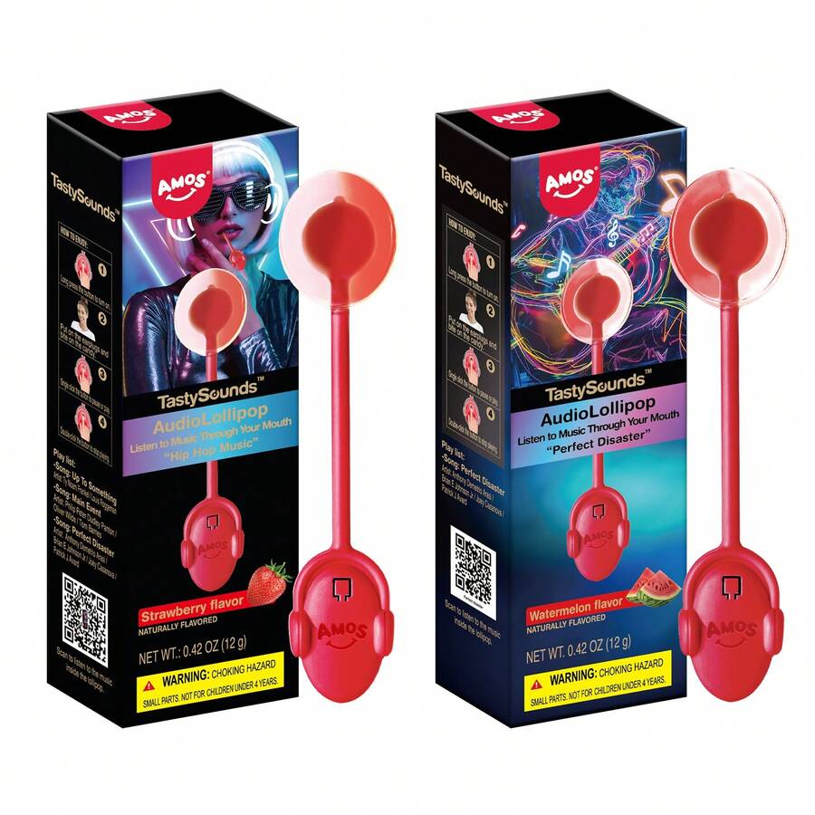 AMOS TastySounds Hard Candy Lollipop, Music Lollipop Suckers Sugar Free ...