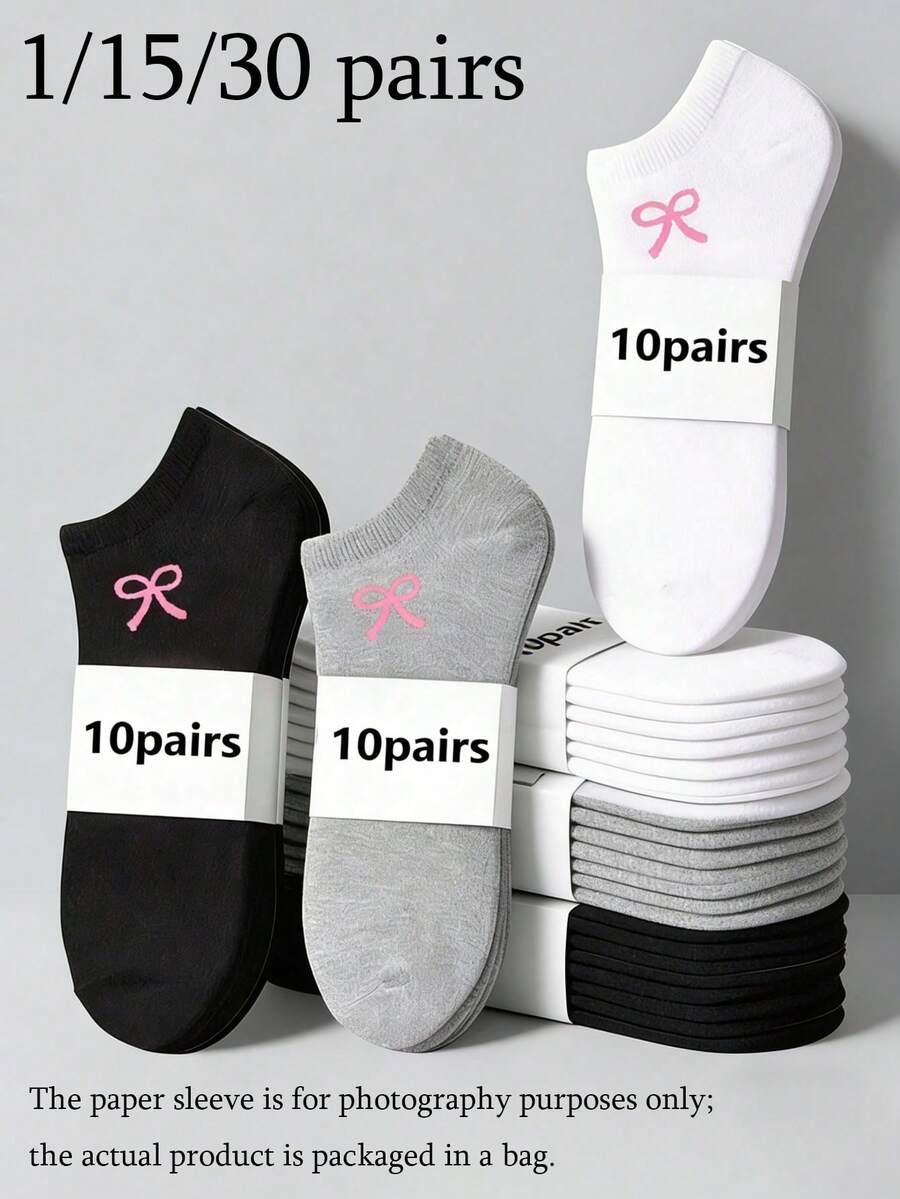 1/15/30 Paar Damen Rosa Schleifen Knöchelsocken - süß, niedlich, bequem ...